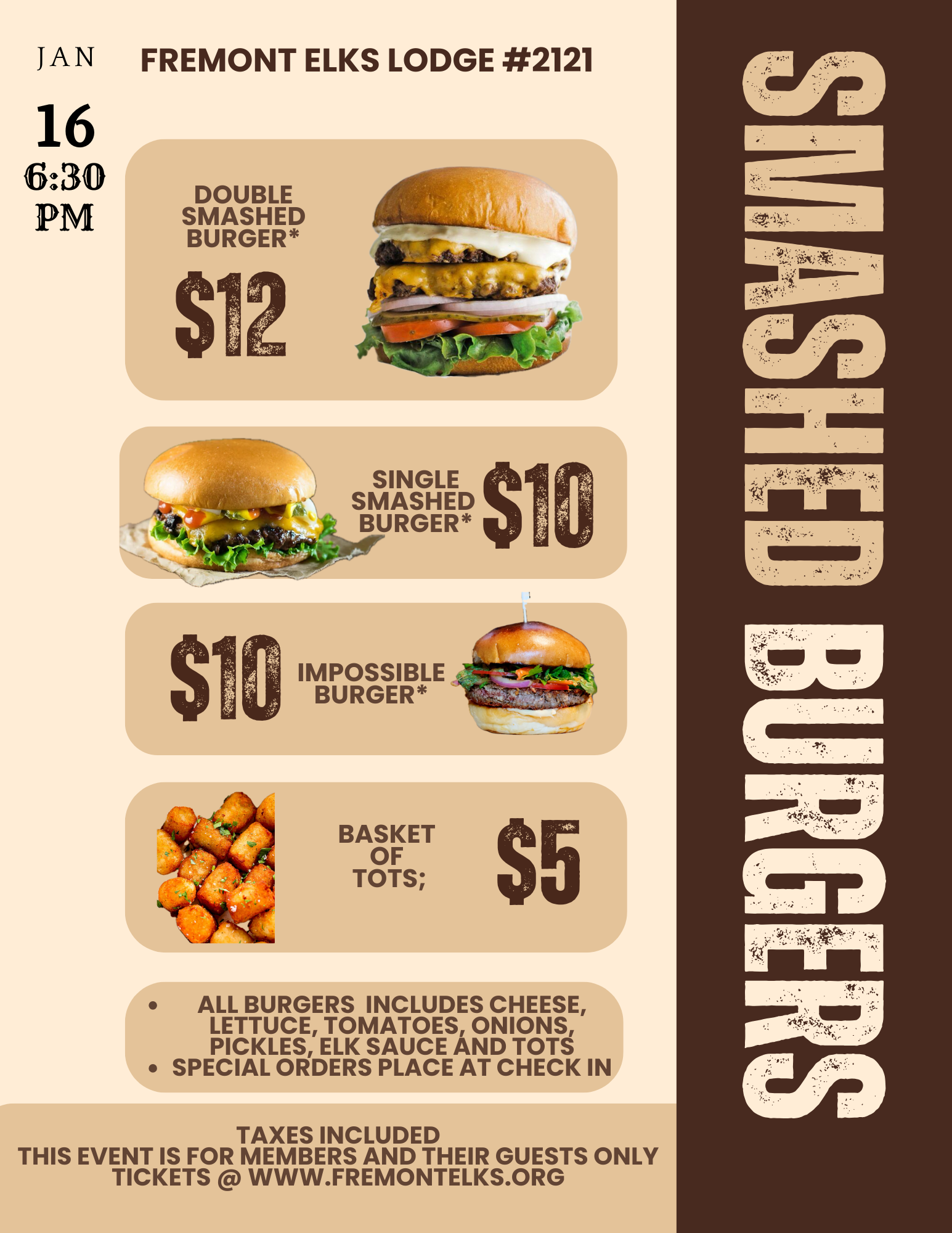 1/16/26 Karaoke and Smashed Burgers - Fremont Elks Lodge 2121