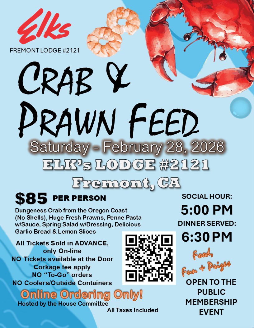 2026 Crab and Prawn Feed - Fremont Elks Lodge 2121